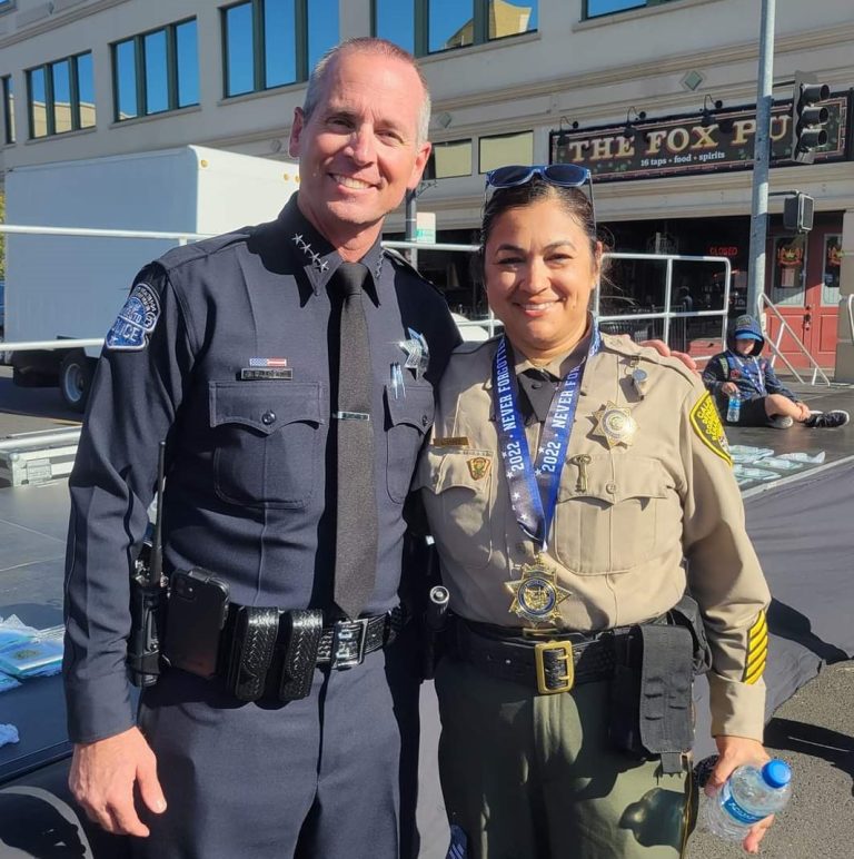 In uniform, Lopez represents at Peace Officer Memorial Run
